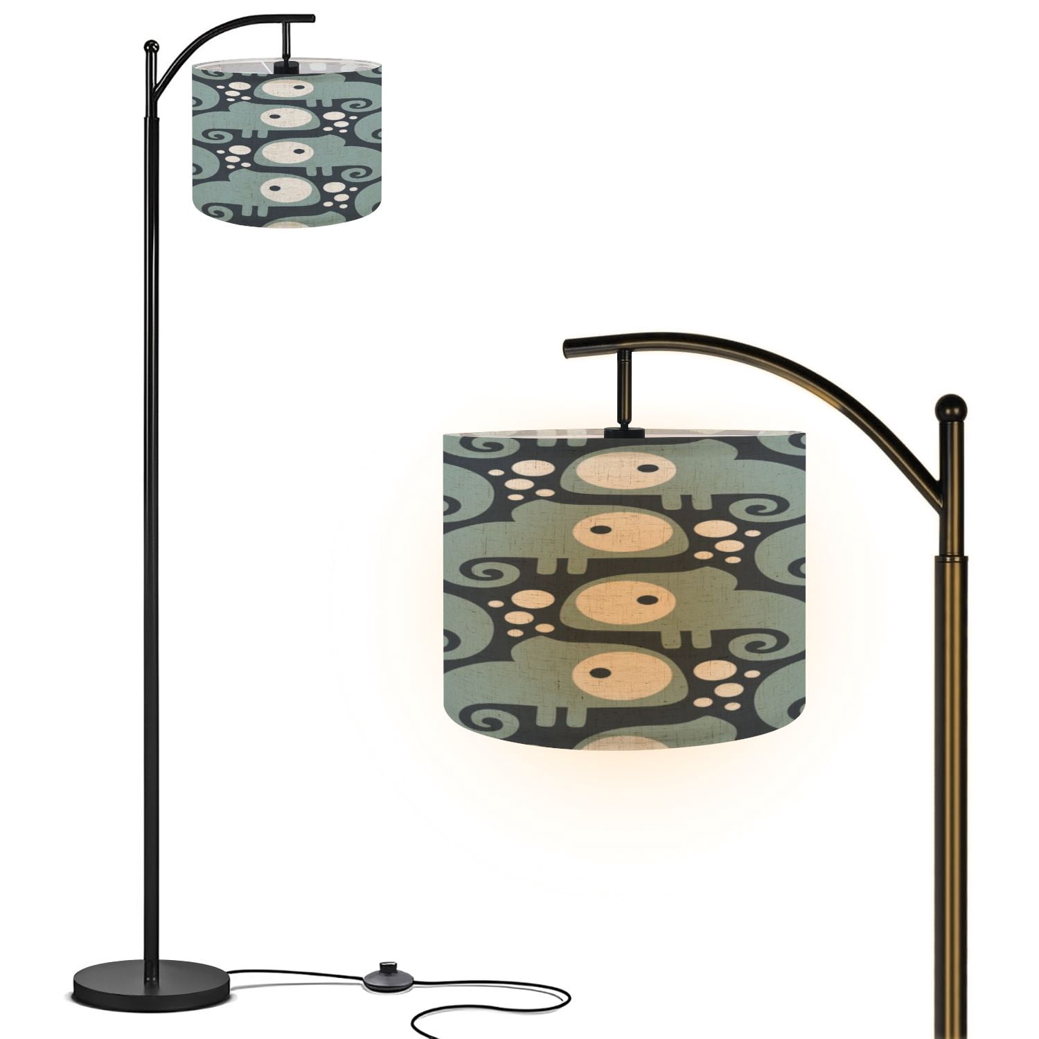 JCFANGALLERYArc Floor Lamps Chameleon Designs Fabric Textures Modern ...