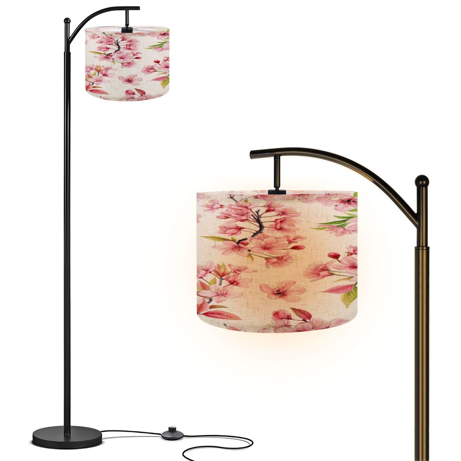 JCFANGALLERYArc Floor Lamps Watercolor flowers Seamless pattern pink ...