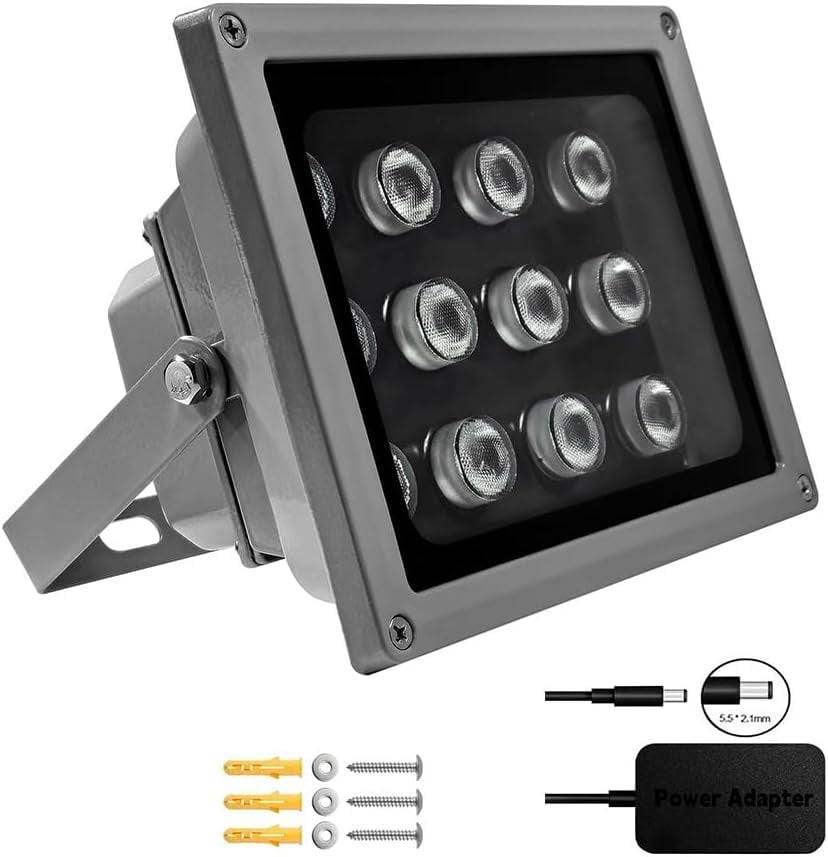 JCHENG Infrared Light 12-Led IR Illuminator Long Range for 850nm Night ...