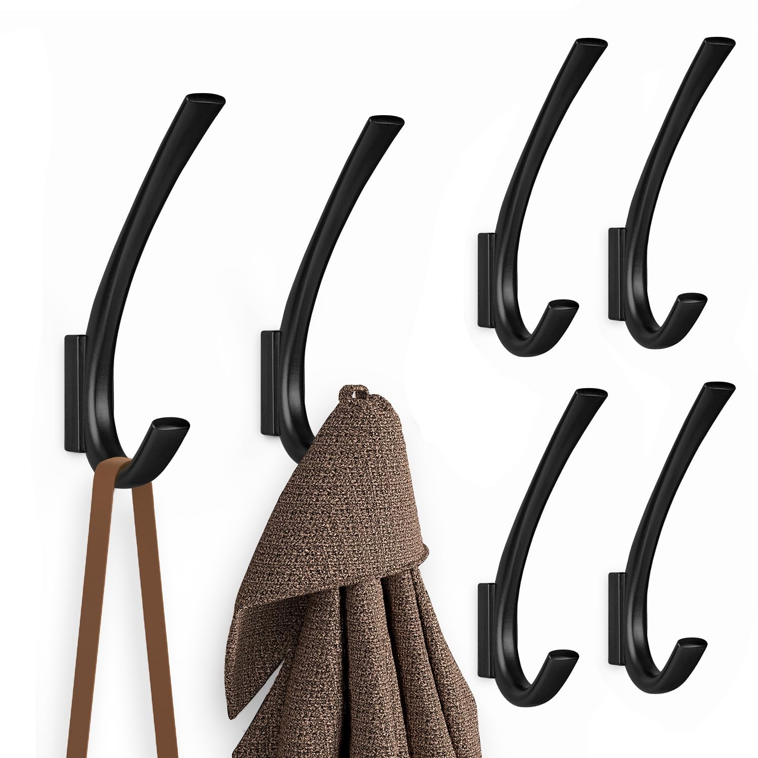 JCHOUS Heavy Duty Wall Hooks, 5.7 Inch Large Coat Hooks, 6 Packs Matte ...