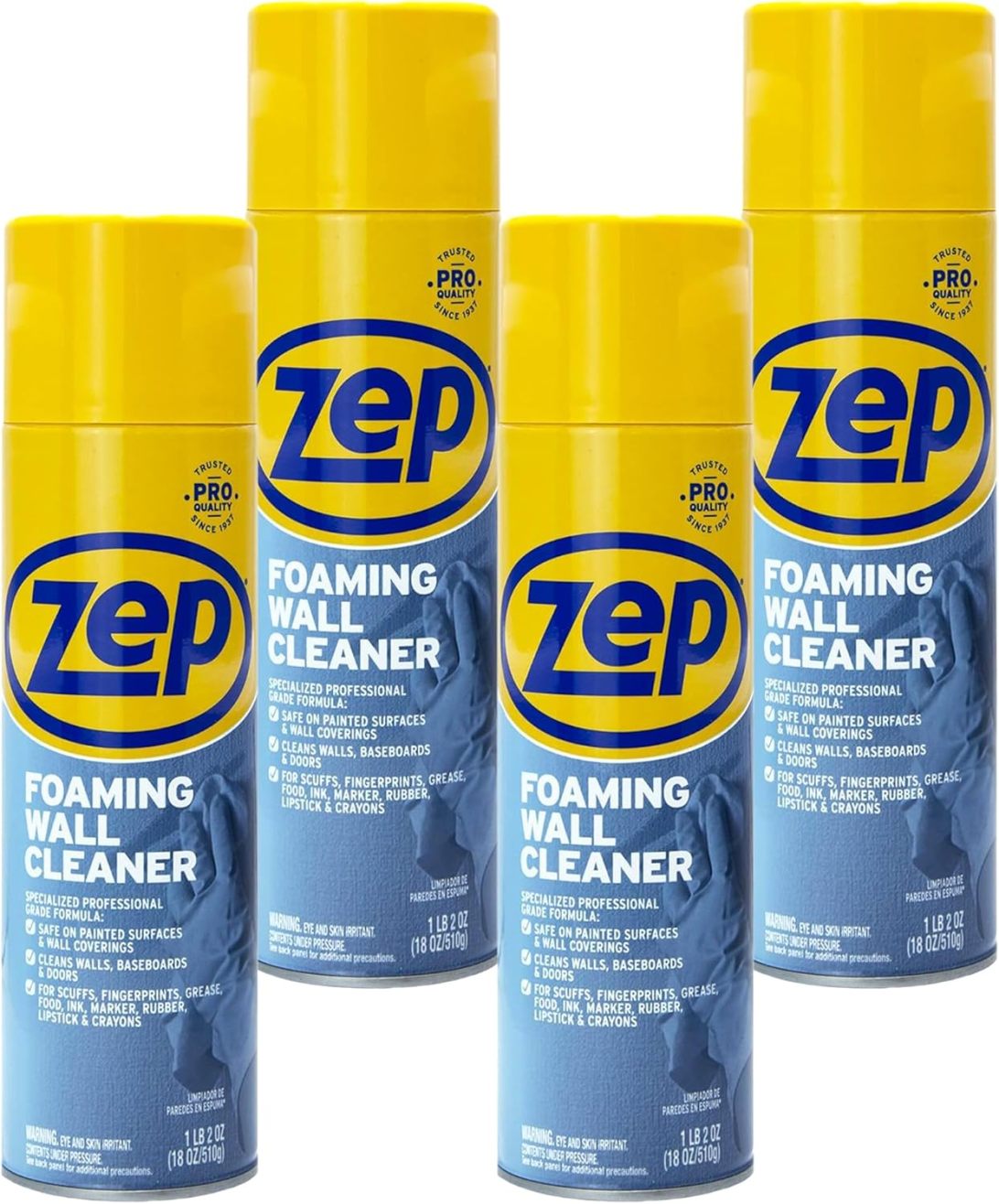 JCLP Foaming Wall Cleaner - 18 oz (Case of 4) ZUFWC18 - Removes Stains ...