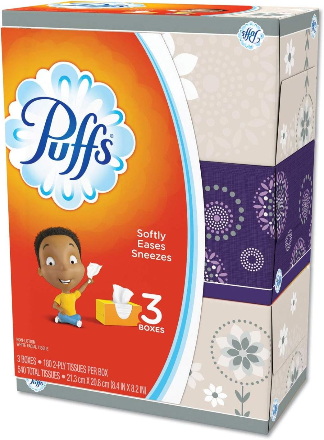 JCLP Simple Softness Non-Lotion Facial Tissue, 3 Family Size Boxes, 180 ...