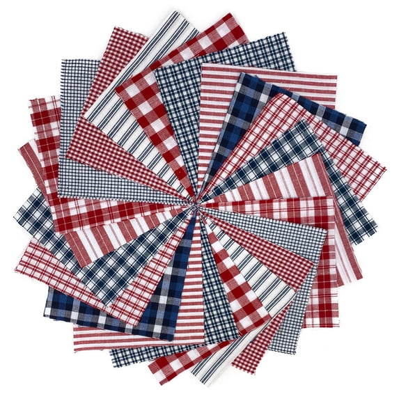 JCS, Quilt Squares, 40+ 5-inch Red White Blue Plaid Homespun Bundle ...