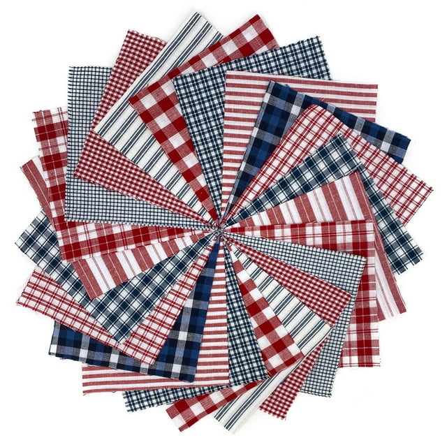 JCS 40+ Red, White and Blue Plaid Homespun 5-inch Quilt Squares ...