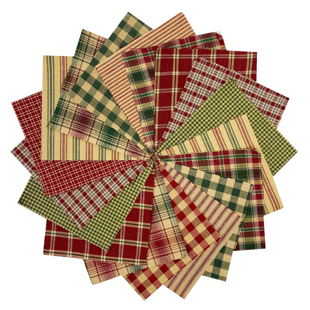 JCS 40+ Rustic Christmas Homespun 6 inch Pre-Cut Plaid Quilt Squares ...