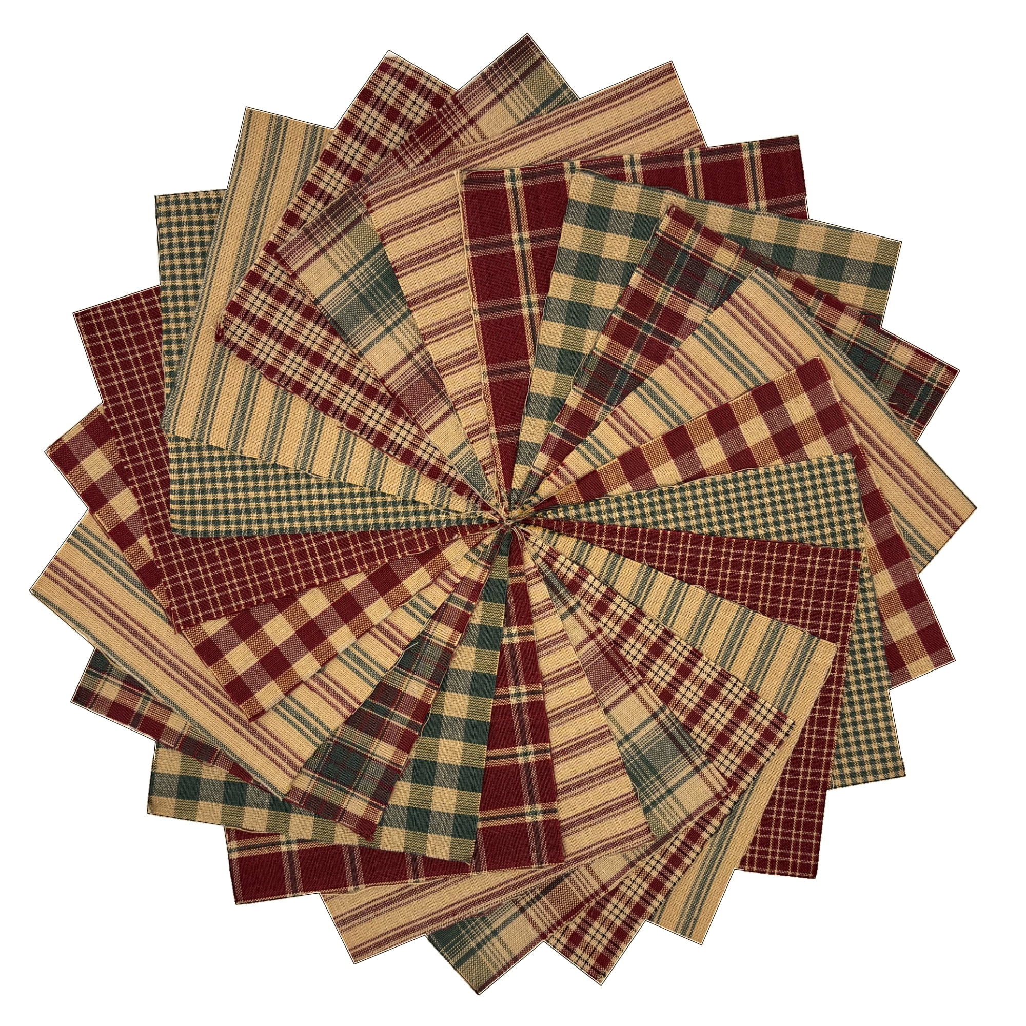 JCS 40+ Rustic Christmas Homespun 6 inch Pre-Cut Plaid Quilt Squares ...