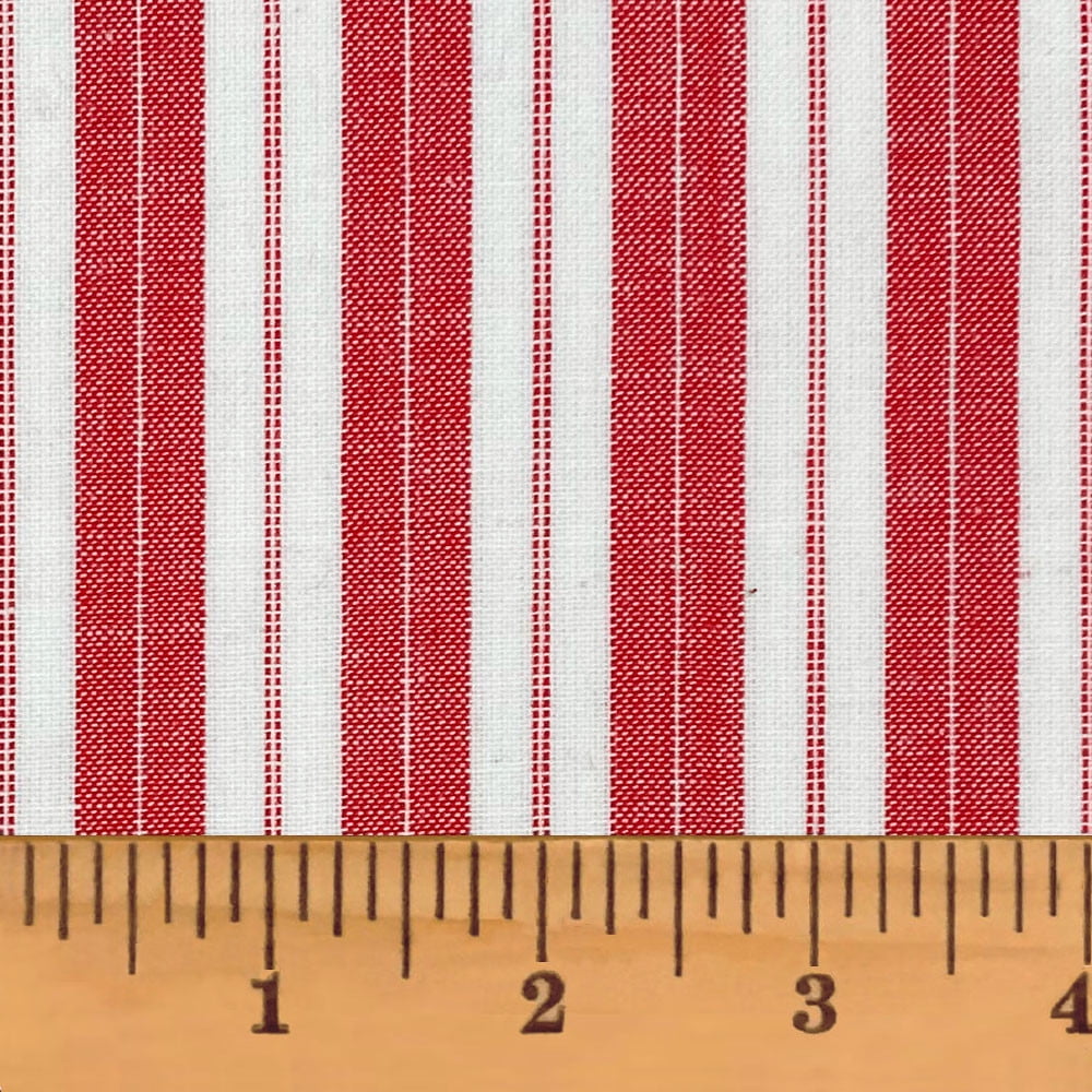 JCS Red and White Ticking Stripe Homespun Cotton Fabric Sold by the ...