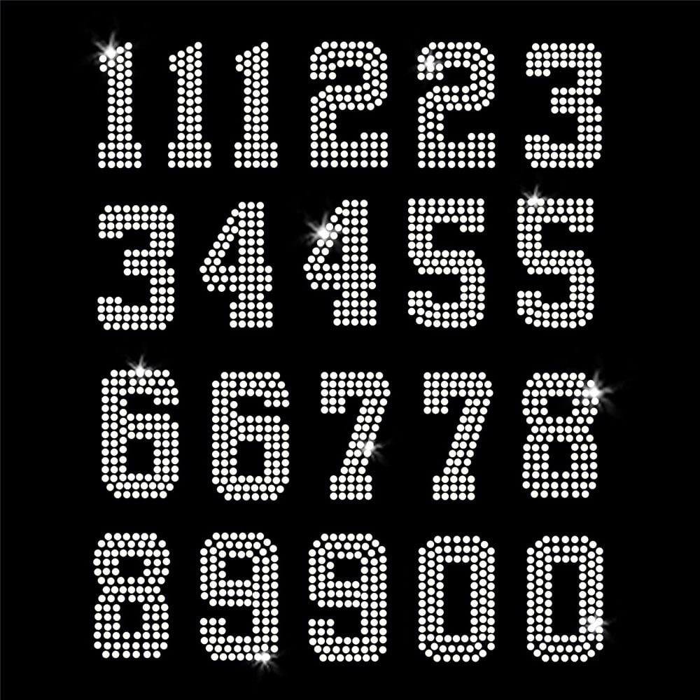 JCS Rhinestones Jersey Numbers - set of 21 Iron-on Clear Rhinestone ...