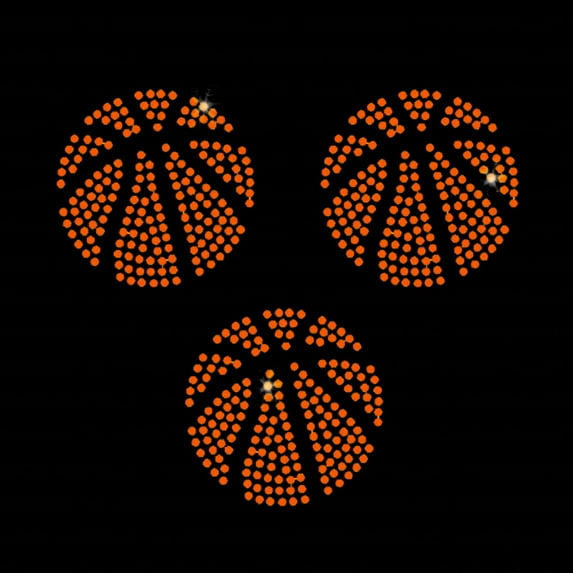 JCS Rhinestones Set of 3 Basketball Balls Iron-on Orange Rhinestone ...