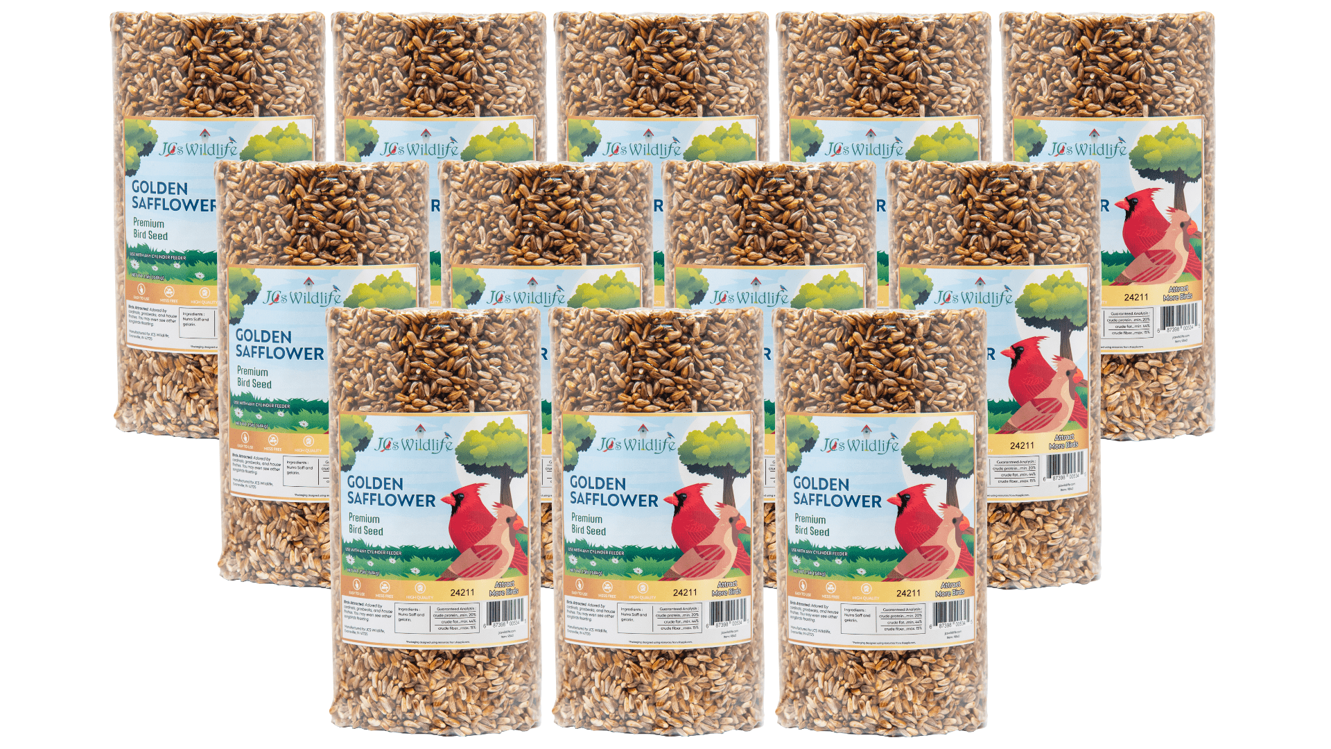 JCS Wildlife Golden Safflower Premium Bird Seed Small Cylinder (12-Pack ...
