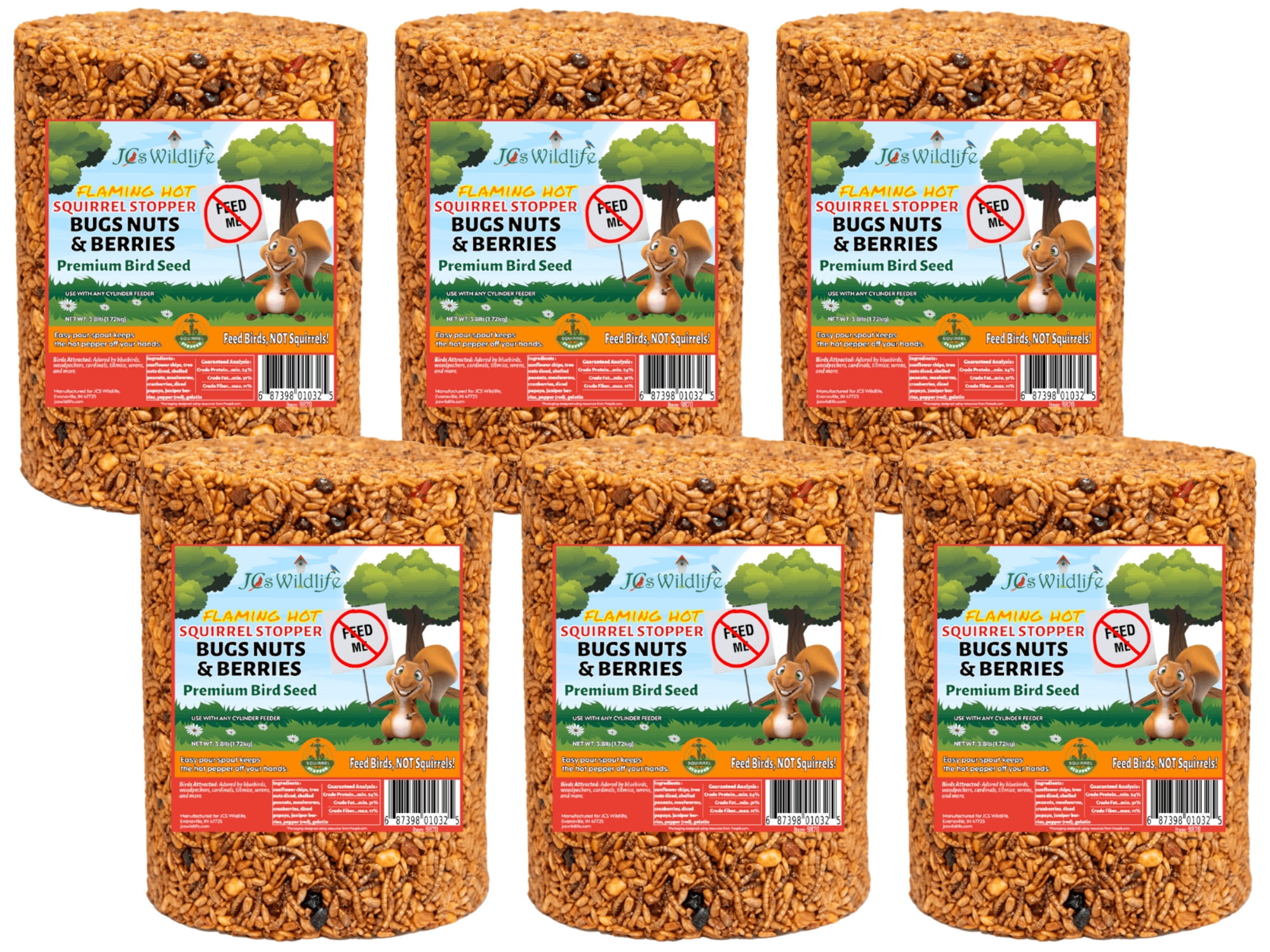 JCS Wildlife Squirrel Stopper Bugs Nuts & Berries Large Cylinder 3.8lbs ...