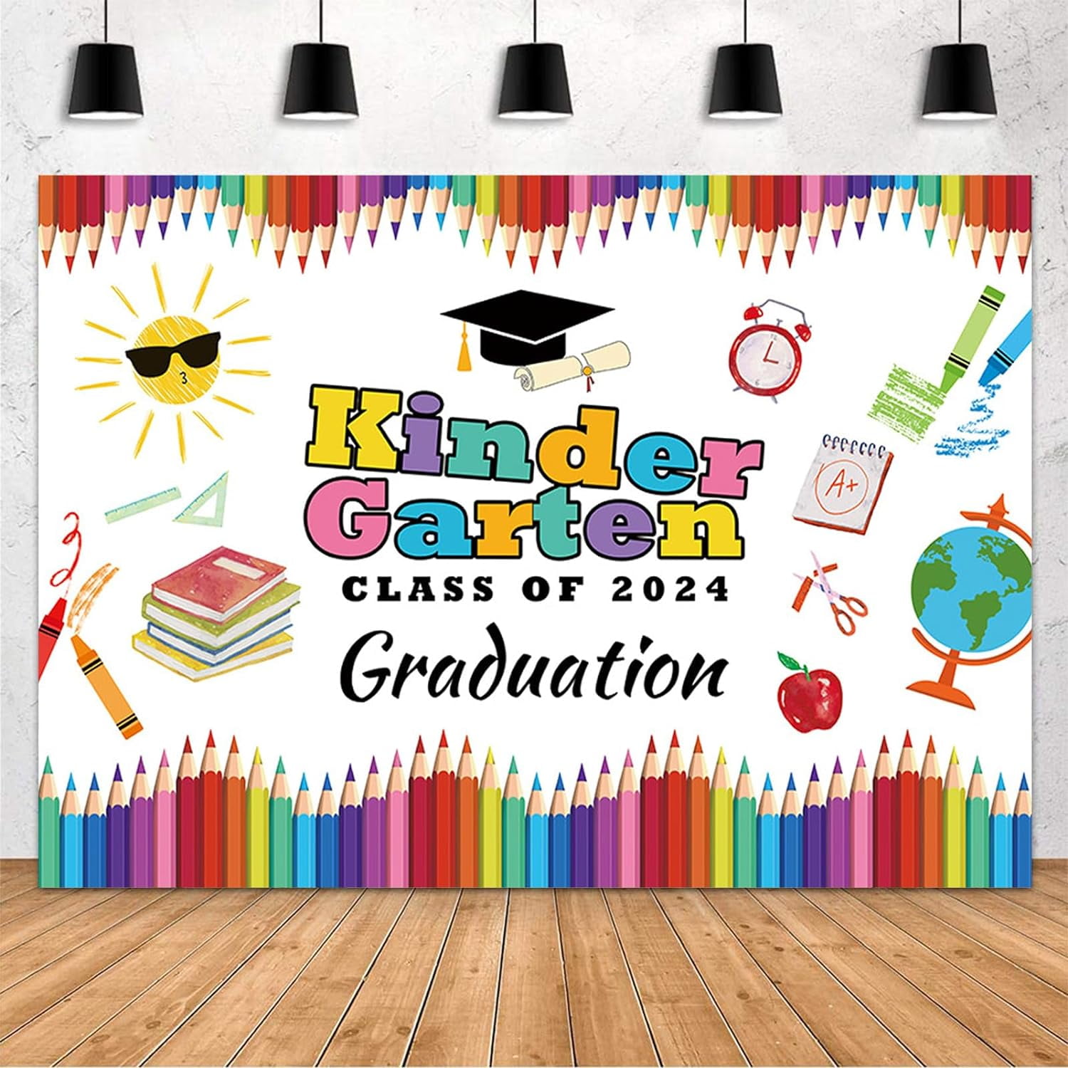 JCSHIT 8x6ft Kindergarten Graduation Backdrop Banner White Kindergarten ...