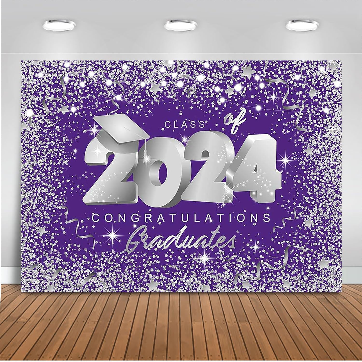 JCSHIT Class of 2024 Backdrop Royal Blue and Gold Glitter Congrats Grad ...