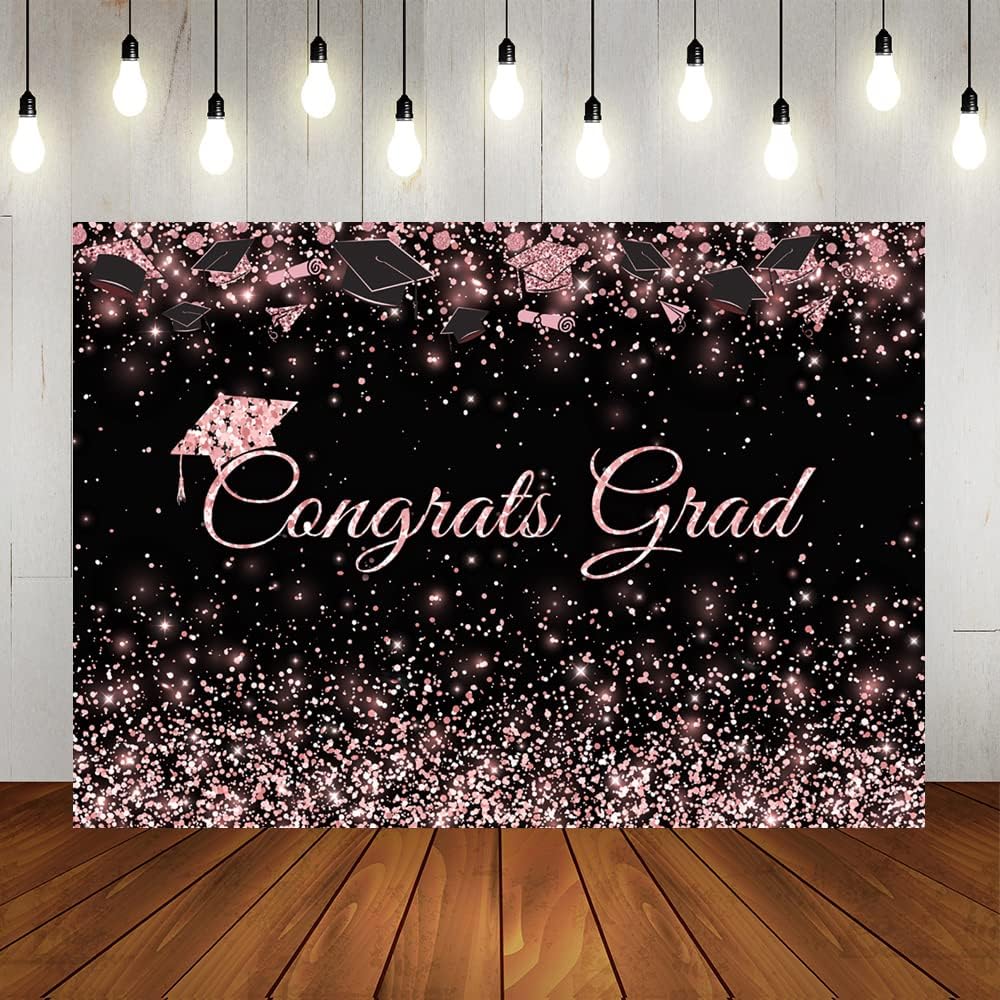JCSHIT Congrats Grad Black and Green Glitter Backdrop Class of 2024 ...