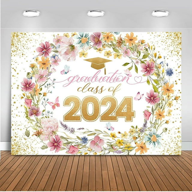 JCSHIT Congratulation 2024 Backdrop Floral Congrats 2024 Graduation ...