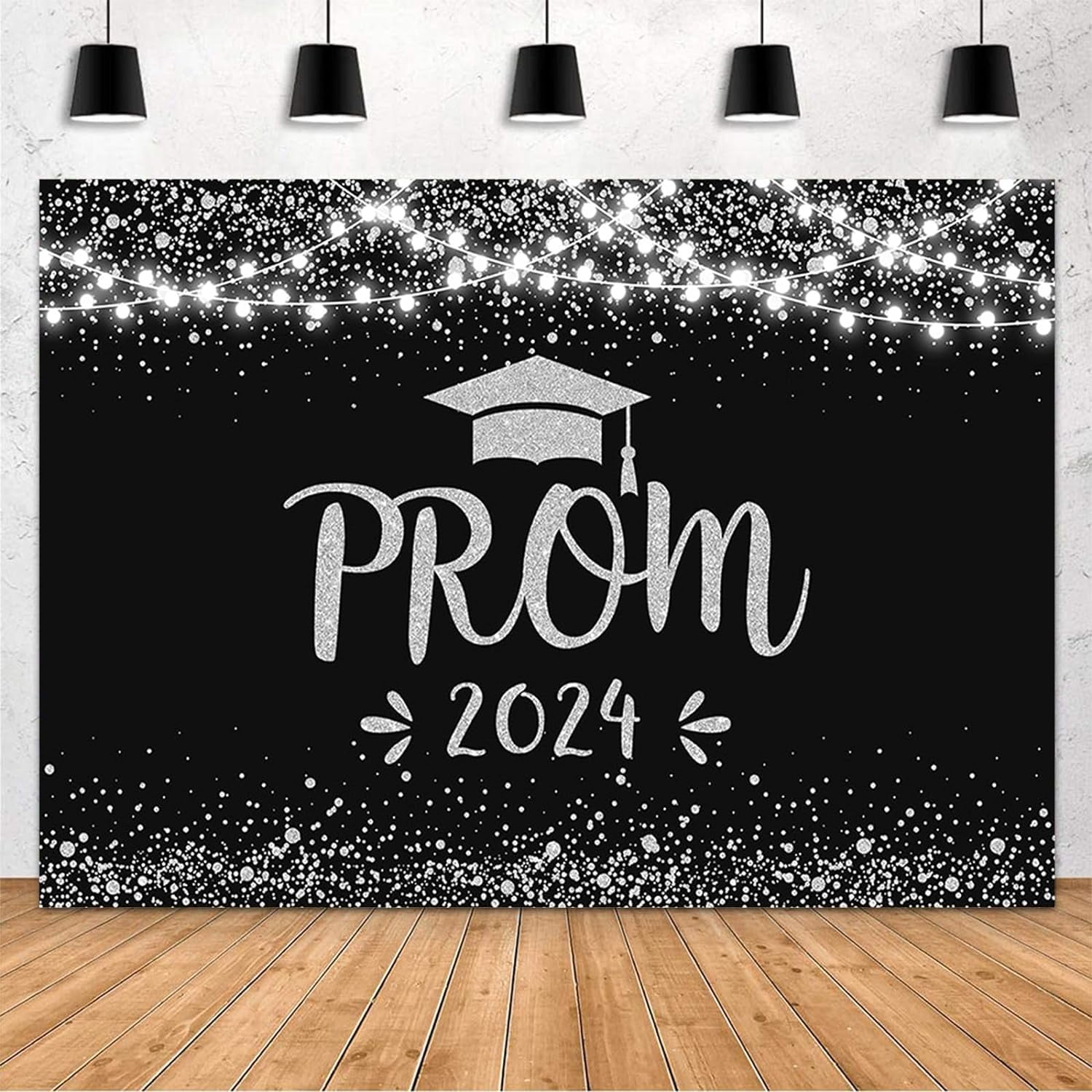 JCSHIT Prom 2024 Backdrop Banner Black and Silver Graduation Prom ...