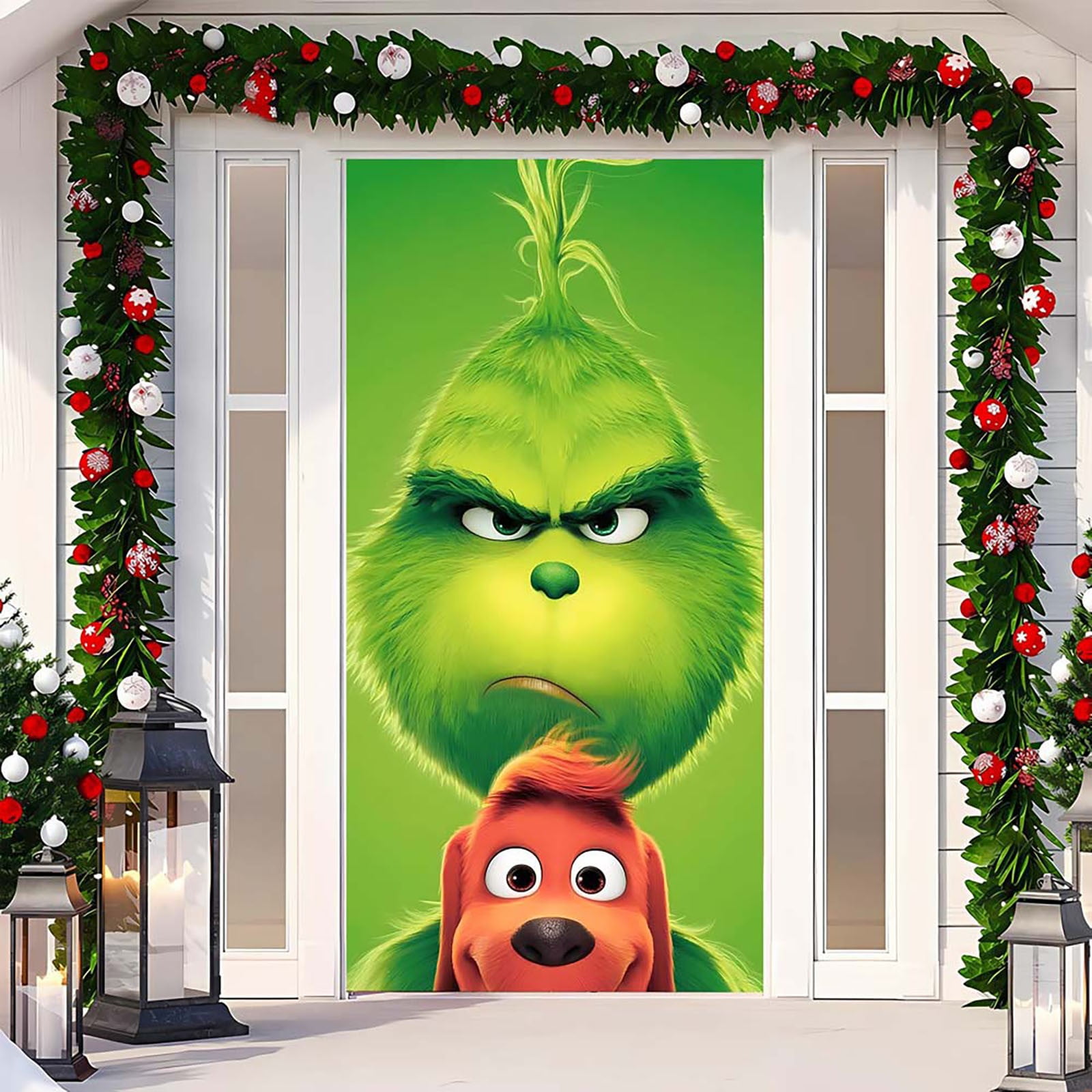 JCToys Cozyvia Merry Grinchmas Door Cover Grinch Christmas Whoville ...