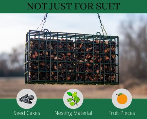 JCs Wildlife Double Suet Bird Feeder Cage - Great for Suet Cakes, Seed ...