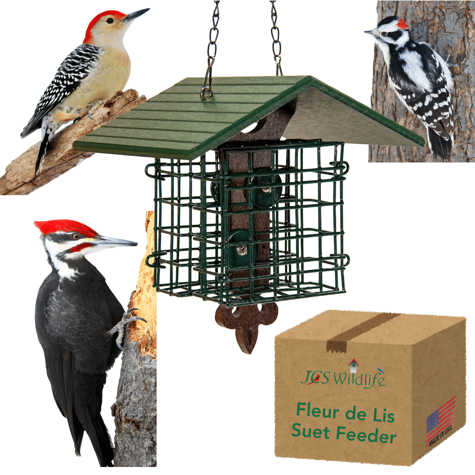 JCs Wildlife Fleur de Lis Suet Feeder with Eco-Friendly Poly Lumber ...