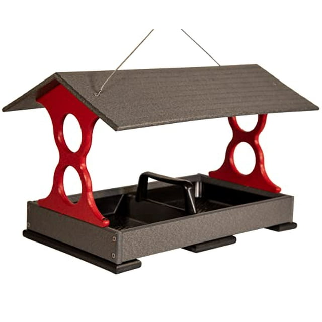 JCs Wildlife Large Fly Thru Bird Feeder (Red and Gray, Feeder Only ...