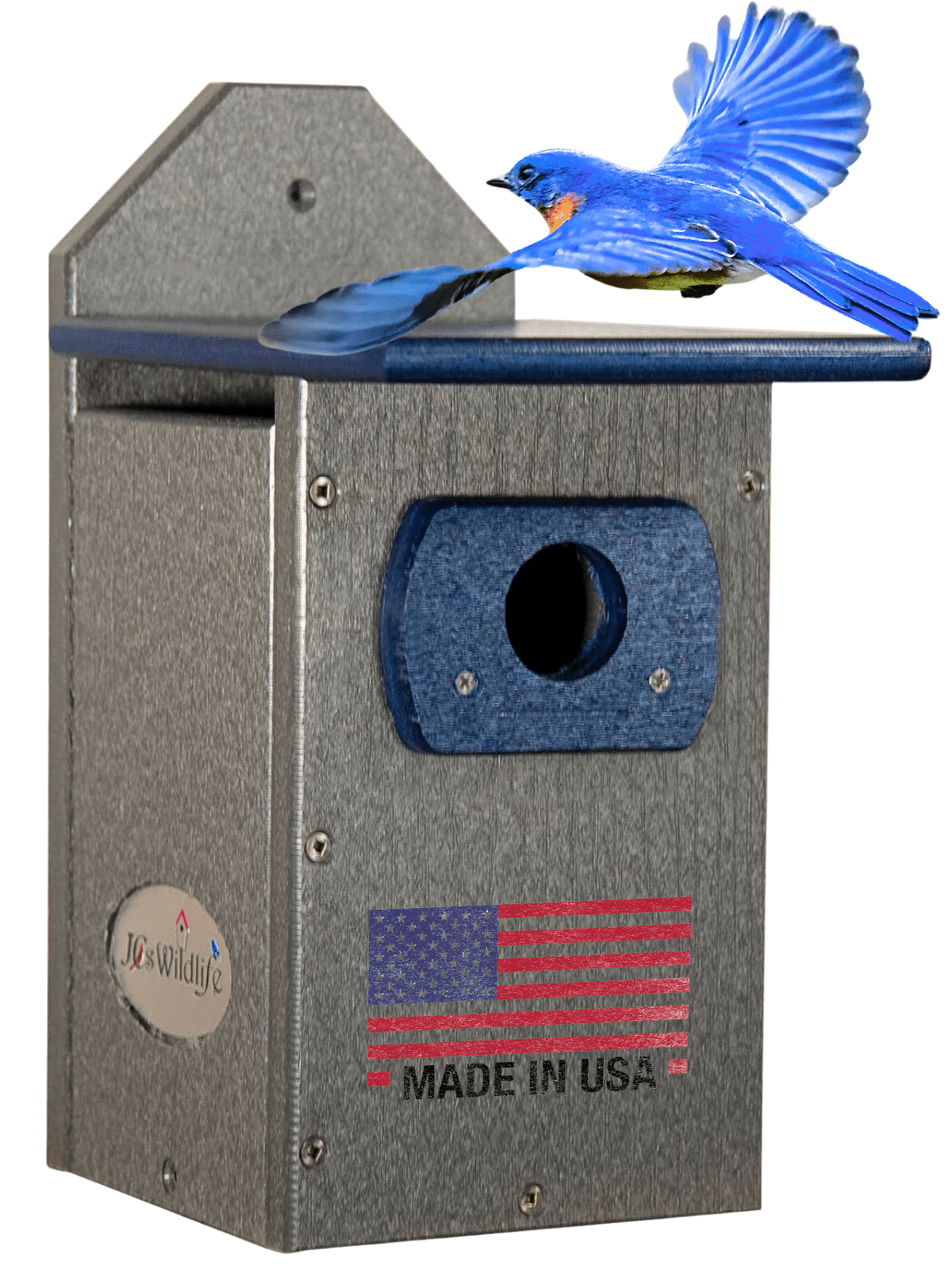 JCs Wildlife Recycled Poly Lumber Standard Bluebird Bird House (Blue ...