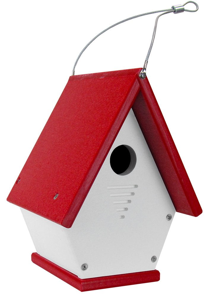JCs Wildlife Recycled Poly Lumber Wren Chateau Birdhouse (White ...