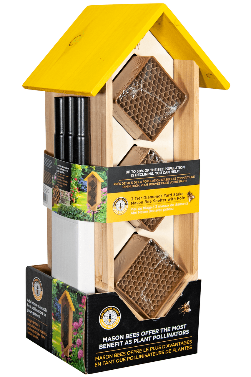 JCs Wildlife Save Our Bees Please 3-Teir Diamond Yard Stake Mason Bee ...