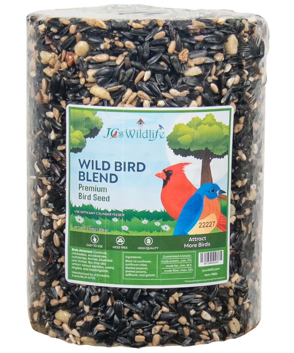 JCs Wildlife Wild Bird Blend Premium Bird Seed Large Cylinder, 3.75 lb ...