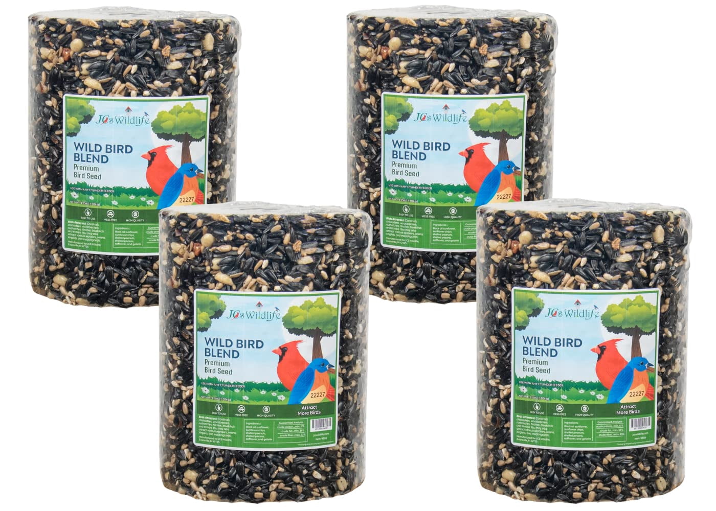 JCs Wildlife Wild Bird Blend Premium Bird Seed Large Cylinder, 3.75 lb ...