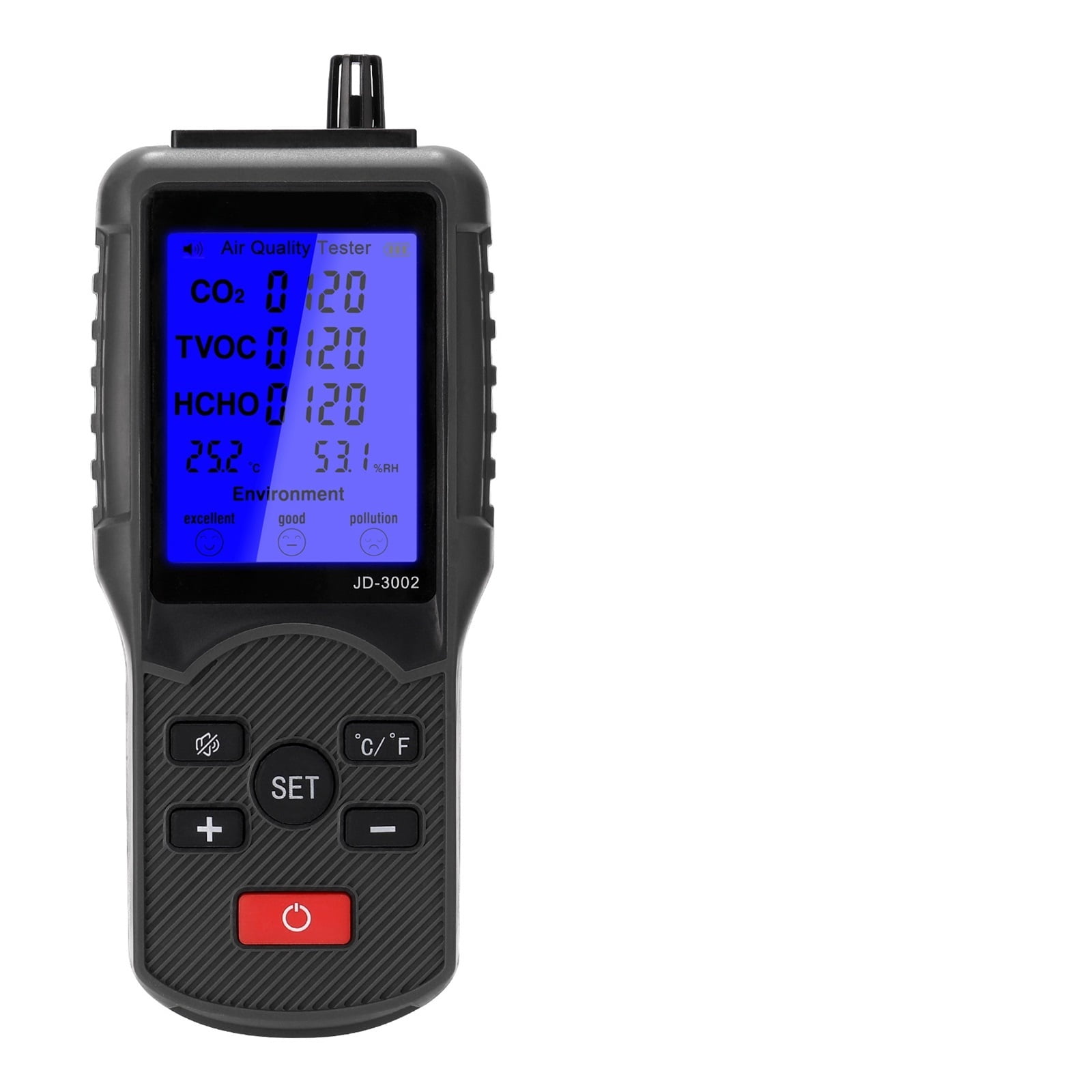 JD-3002 Air Quality Tester Multifunctional CO2 TVOC HCHO Meter ...