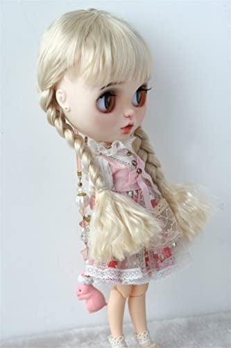 JD691 9-10inch Double Long Braids Full Bangs Synthetic Mohair BJD Wigs ...