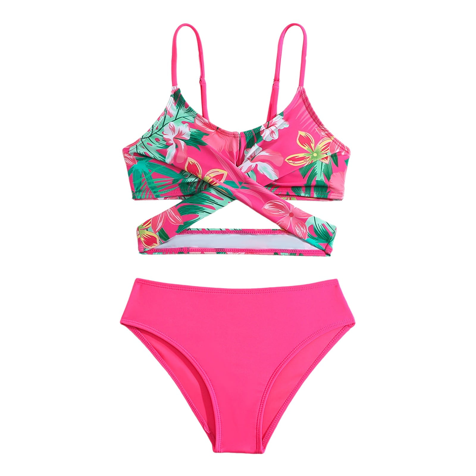 JDEFEG 2Pcs Toddler Girl's 2 Piece Swimsuits Hawaii Printed Summer ...