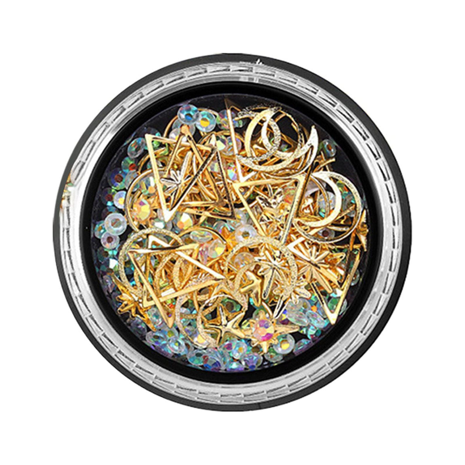 JDEFEG 3D Nail Metal Snags Studs Charms Decoration Gold Nail Decals ...