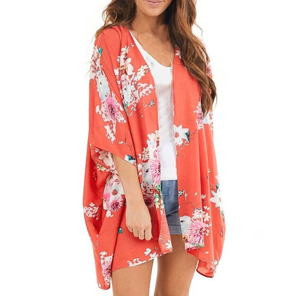 JDEFEG Creme Cardigans Kimono Cardigan Tops Shawl Long Chiffon ...