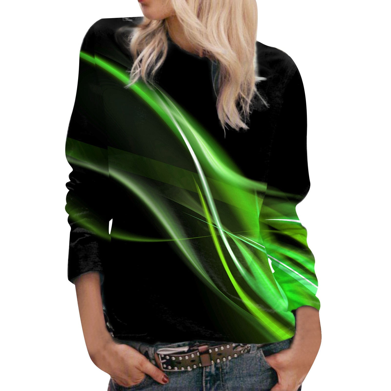 JDEFEG Distressed Hoodies Women Lady Loose Full Zip Sweatshirt Round ...