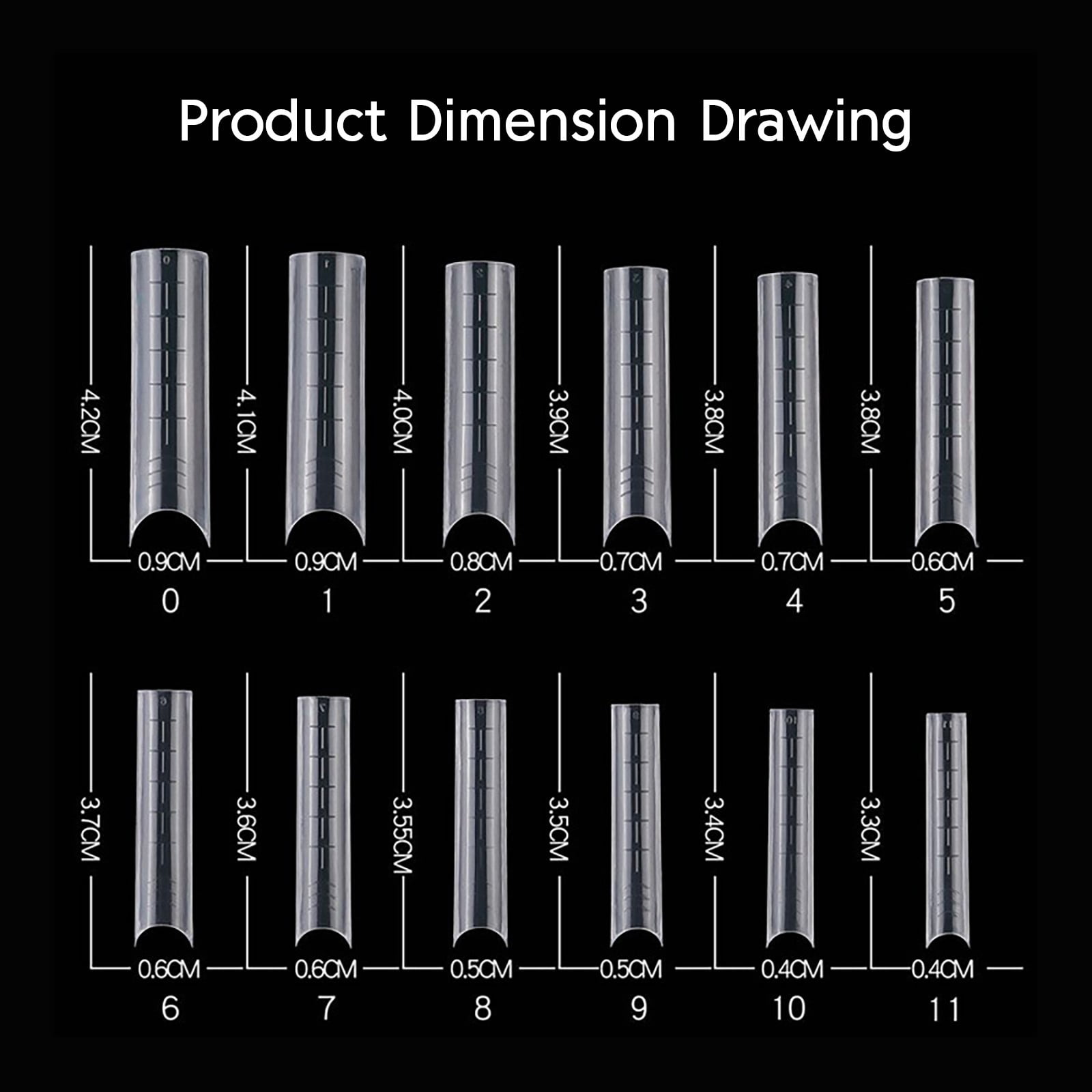 JDEFEG Extra Long C Curve Half Set Nail Tip Extra Long Straight Square ...