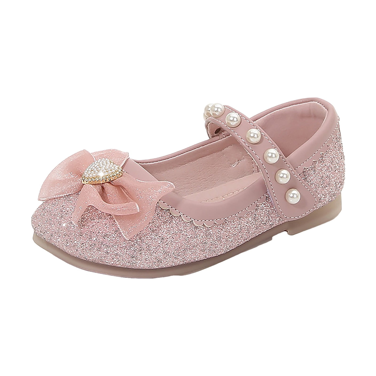 JDEFEG Flower Girls Dress Shoes Soft Sole Princess Flower Low Heels ...