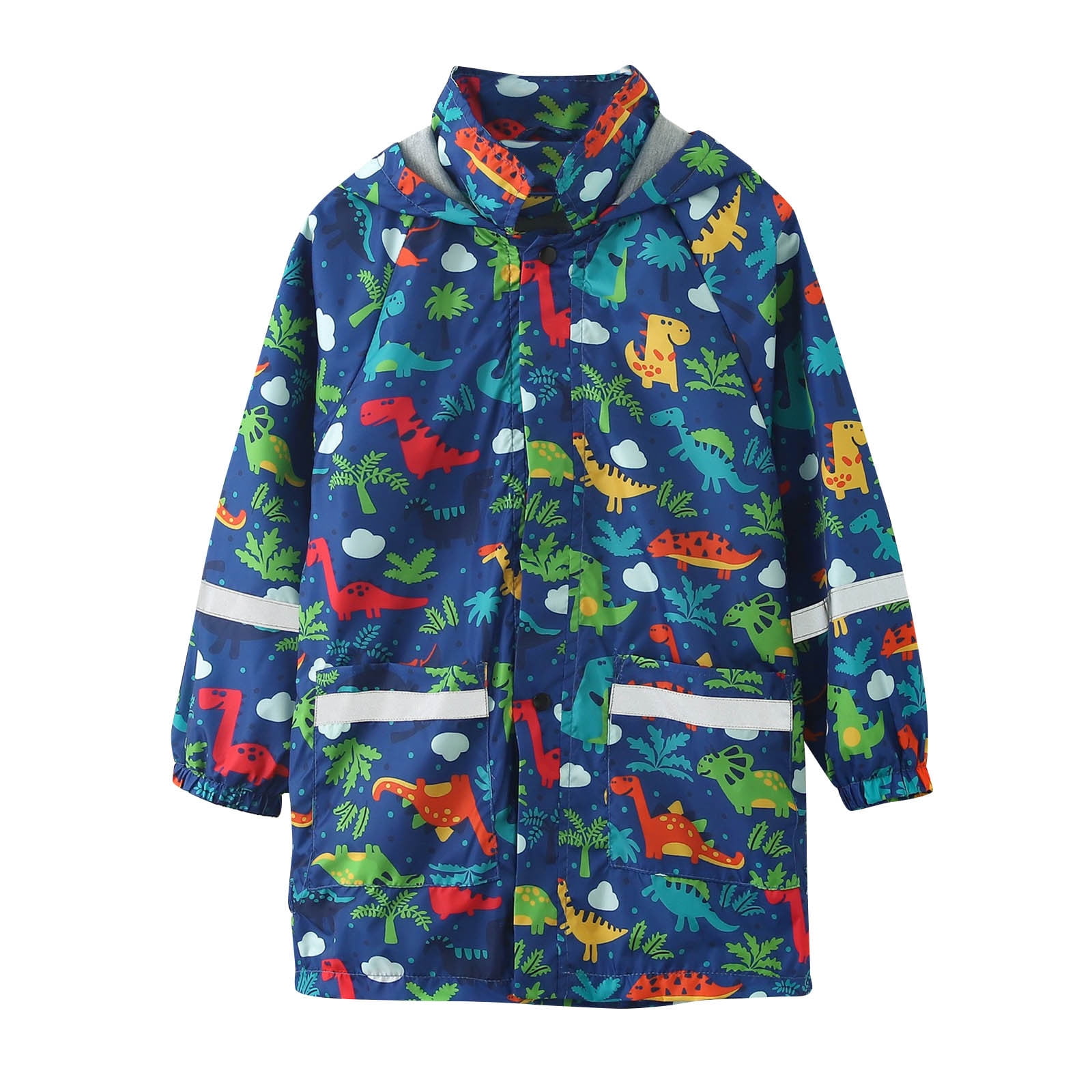 JDEFEG Girl N Girls Hooded Raincoat Cartoon Print Rain Windproof ...