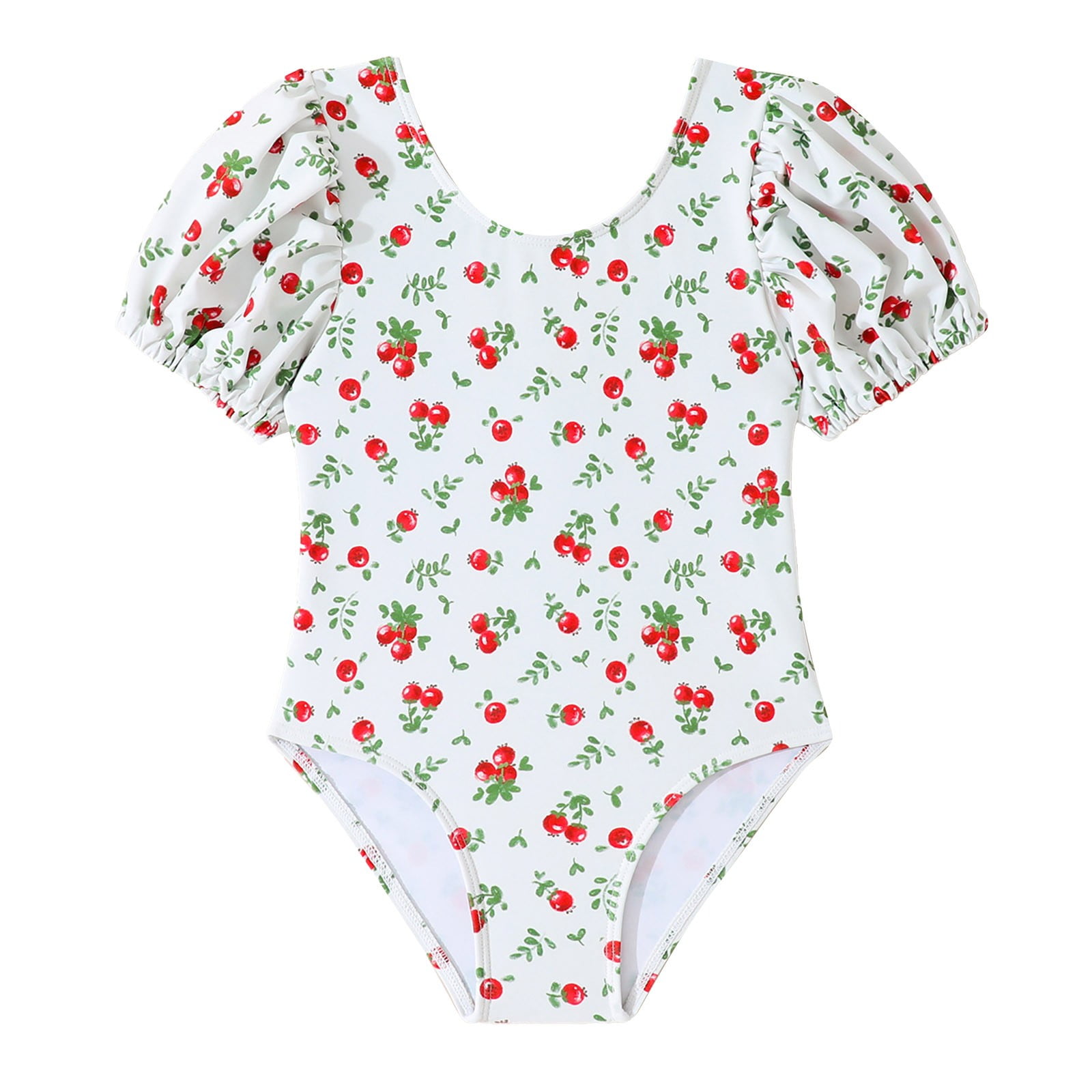 JDEFEG Girls' 1 Piece Swimsuits Summer Bikini Tankini Sets Cute Bubble Sleeves Rash Guard Beach ...