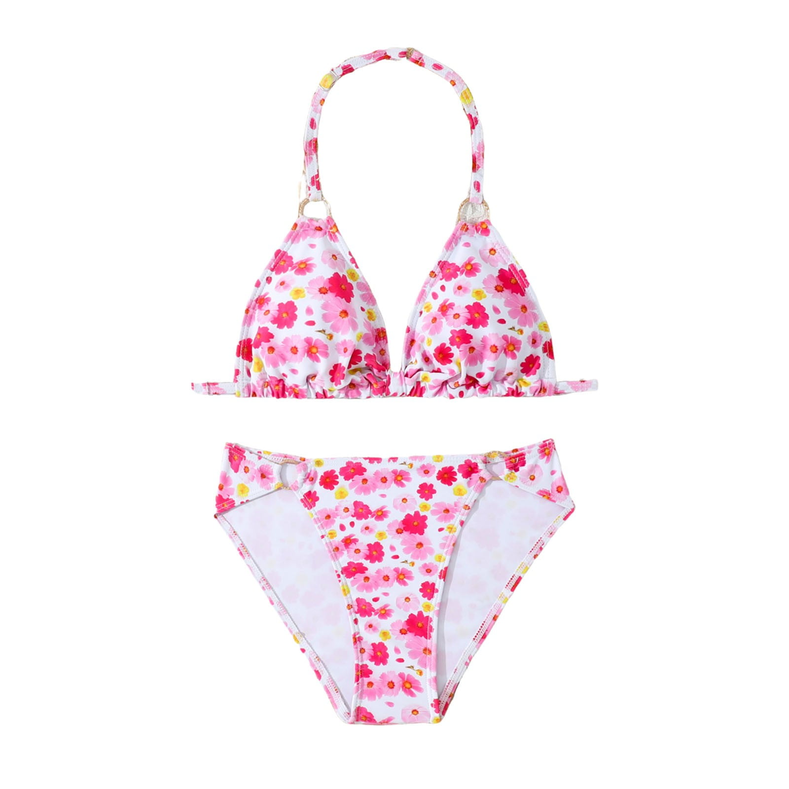 JDEFEG Girls Bathing Suit Summer Swimwear Bikini Set Floral Hanging ...