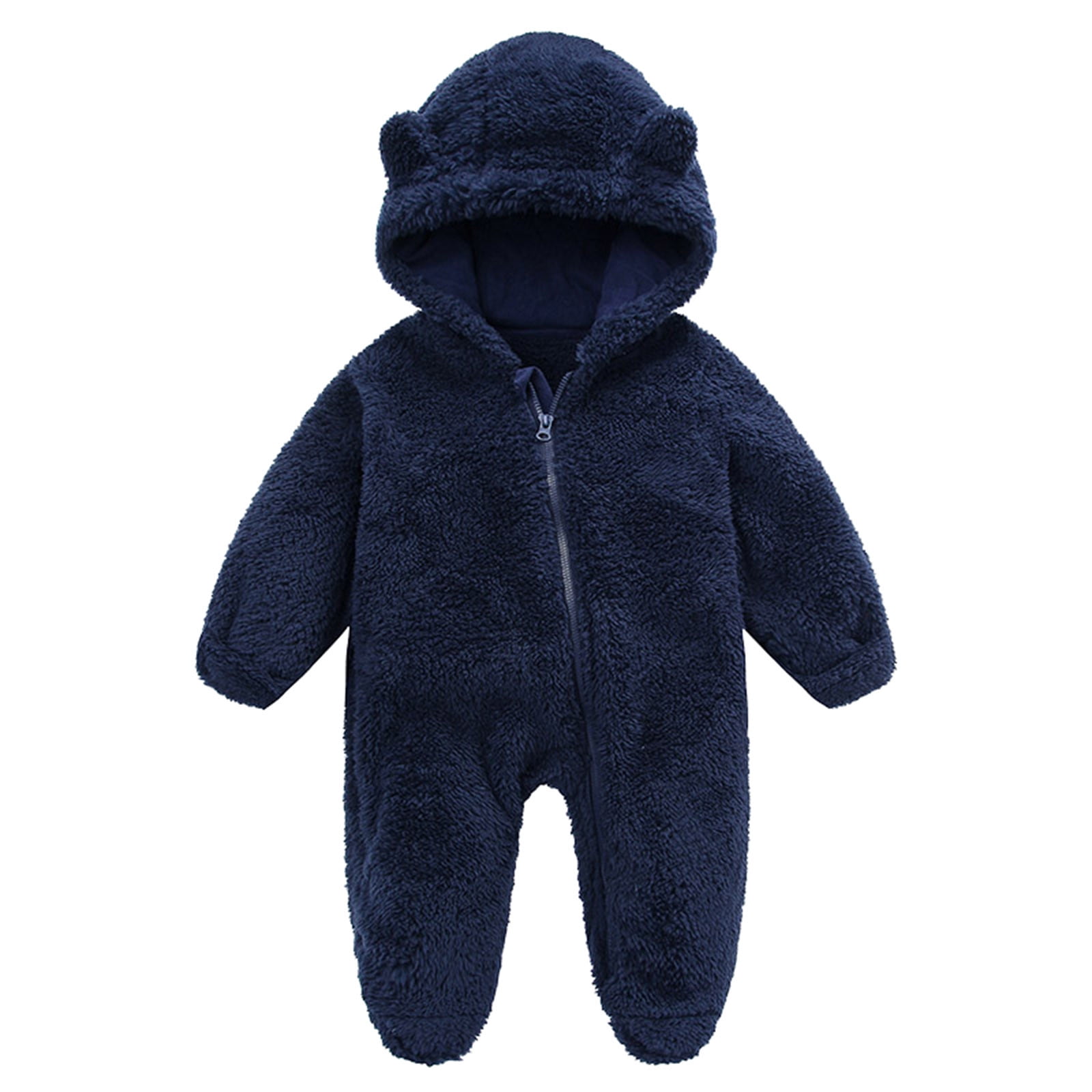 JDEFEG Girls Boys Fleece Jumpsuit Romper Hooded Winter Snowsuit Clothes Baby Girl Boy Cute Long ...