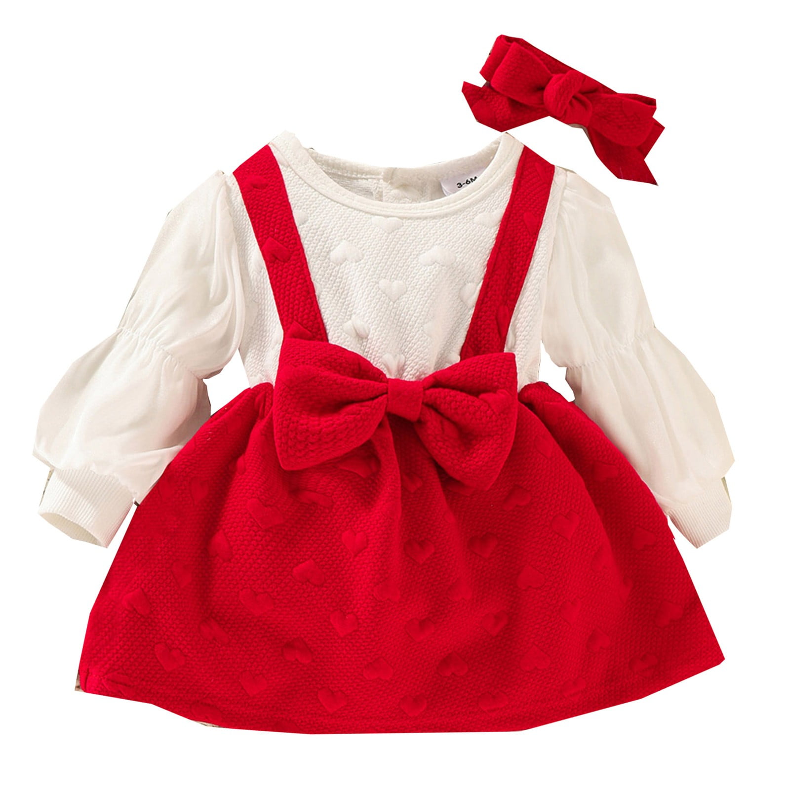 JDEFEG Girls Outfits Size 4 Toddler Girls Puff Sleeve Winter Tops Bowknot Cartoon Suspender ...