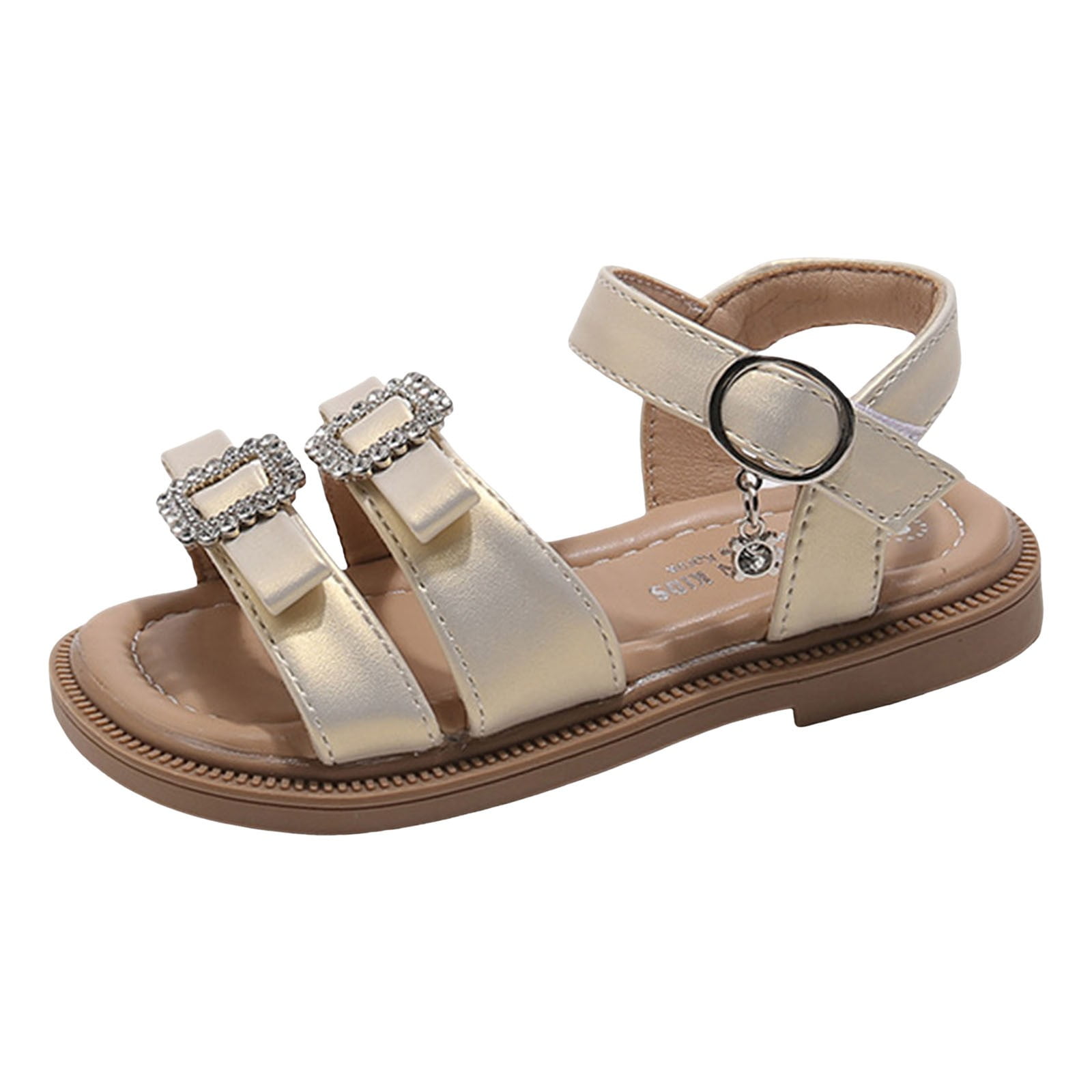 JDEFEG Girls' Sandals Pu Leather Soft Open Toe Summer Sandals Flower ...