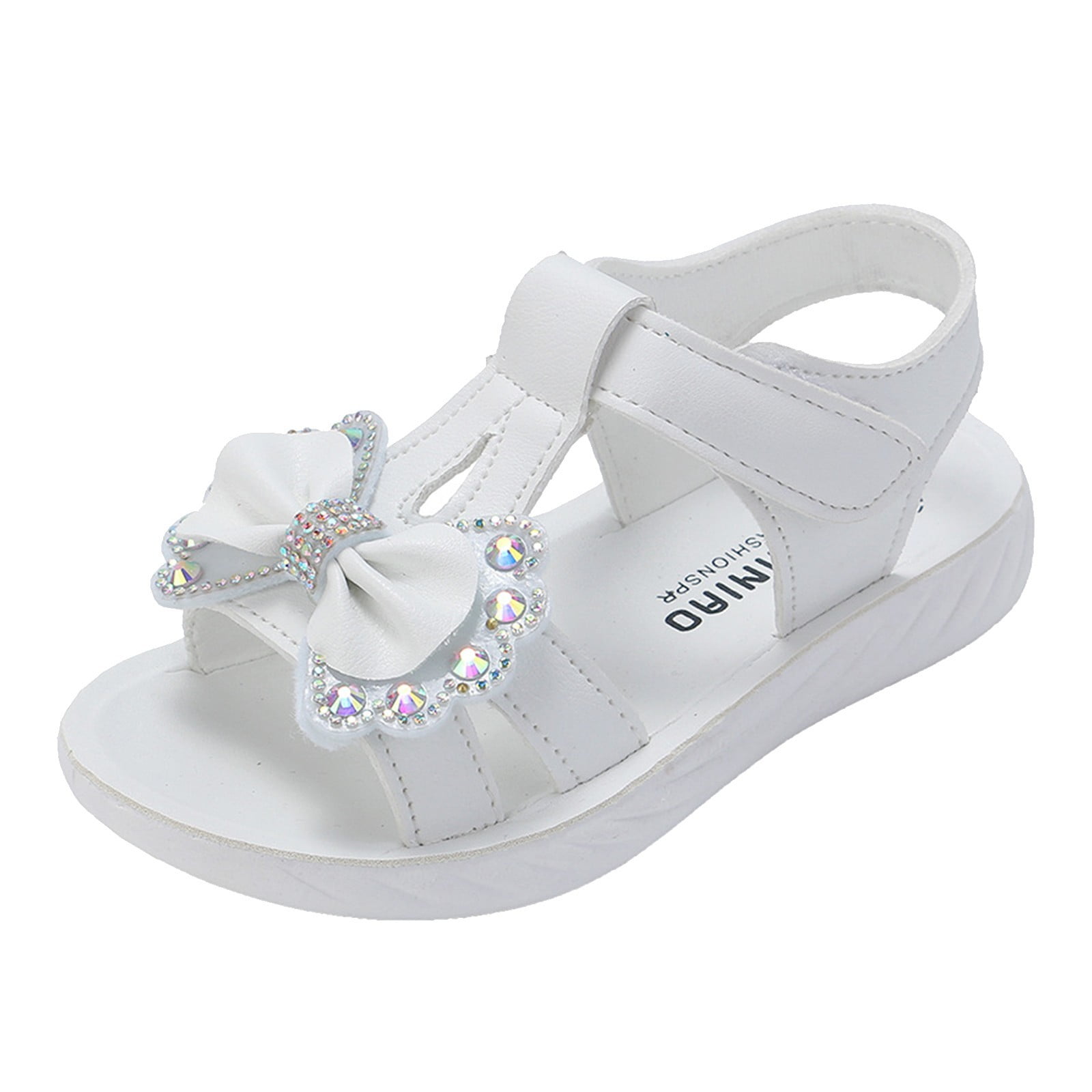 JDEFEG Girls Sandals Toddler Pu Leather Soft Open Toe Summer Sandals Flower Princess Flat Shoes ...