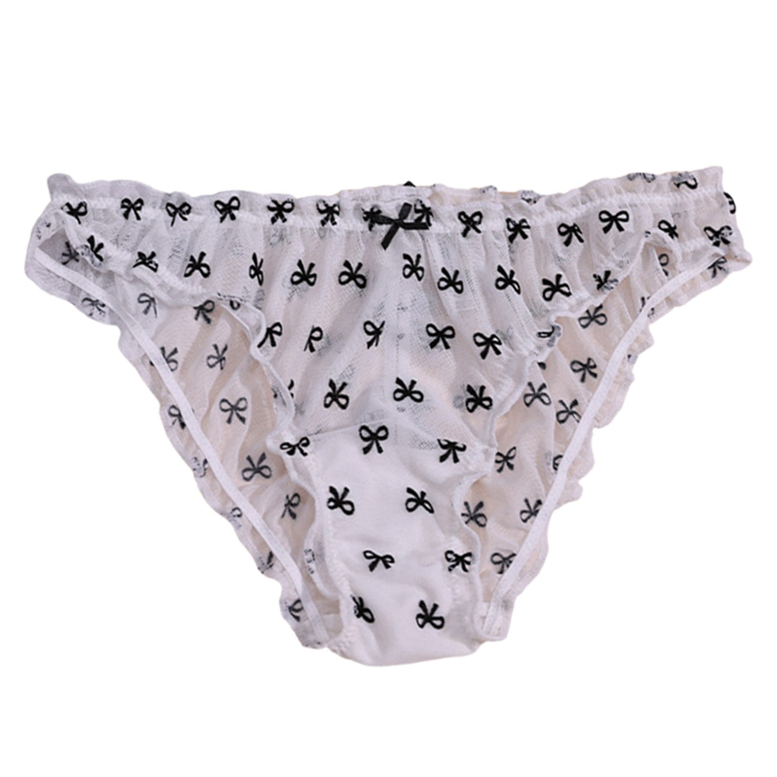 JDEFEG Ladies Underwear Panties Sexy Pure Desire Sweet Bow Mesh Ruffled ...