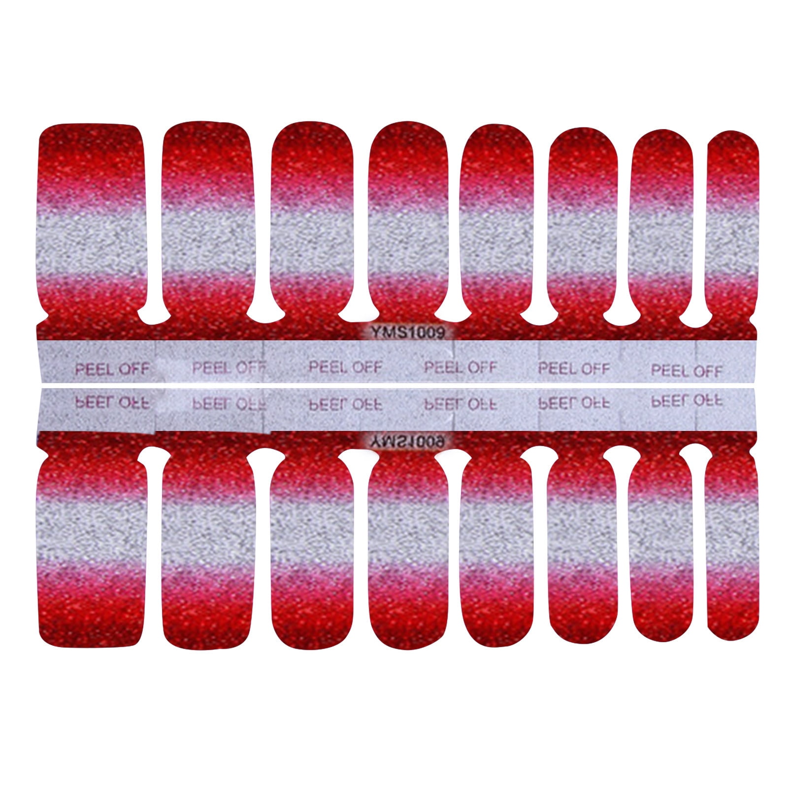 JDEFEG Nail Stickers Glitter Gradient Color Full Wraps Polish Stickers ...