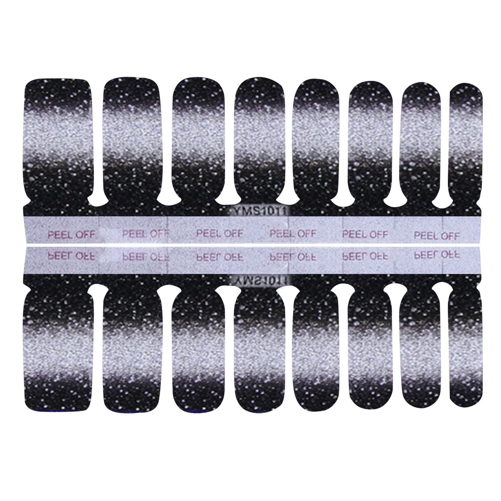 JDEFEG Nail Stickers Glitter Gradient Color Full Wraps Polish Stickers ...