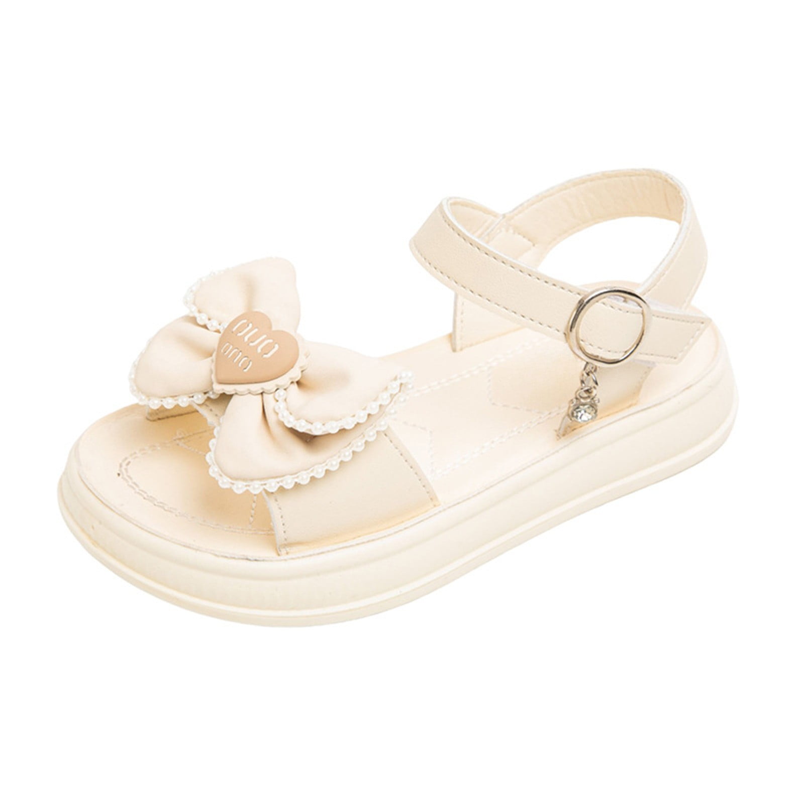JDEFEG Sandles for Girls Toddler Pu Leather Soft Open Toe Thick Sole ...