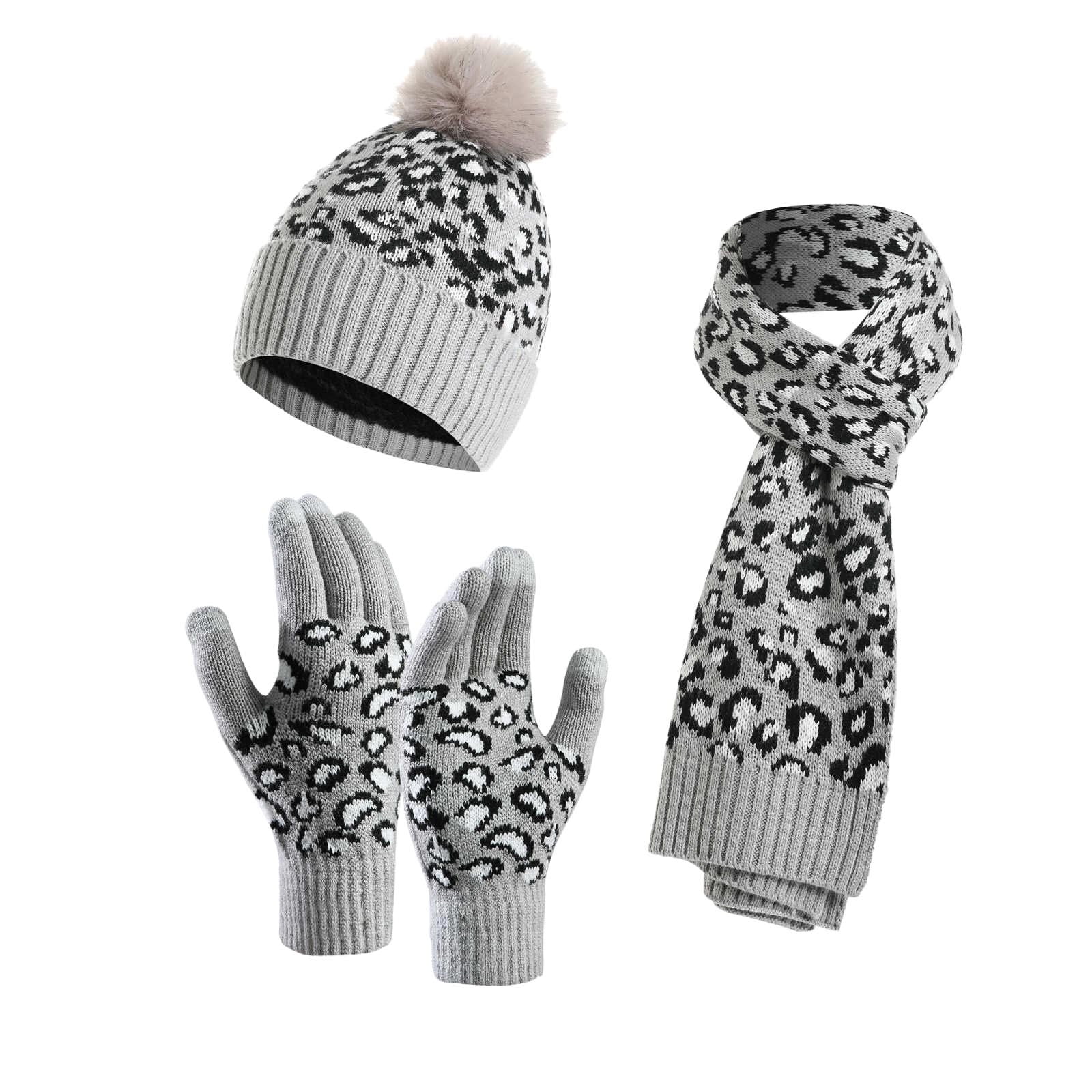 JDEFEG Scarf Gloves Set Men Women&Men Winter Warm Cute Wool Hat Scarf ...