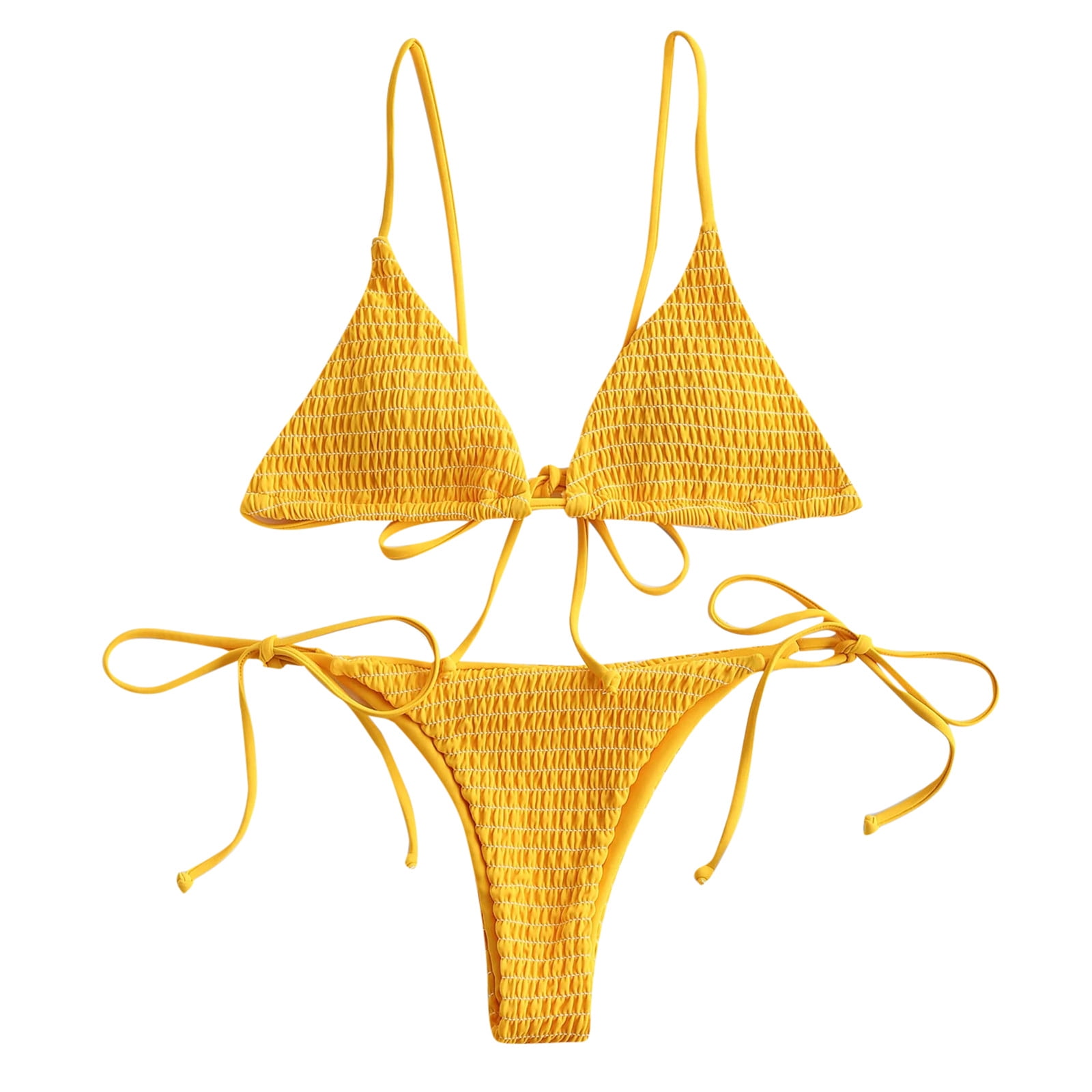 Jdefeg Swimsuits Teen Girls Smocked Two Swimsuit Bikini Push Up Women